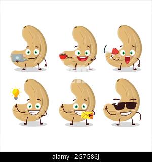 Cashew nuts cartoon character with various angry expressions. Vector ...