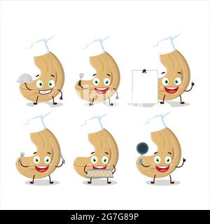 Cashew nuts cartoon character with various angry expressions. Vector ...