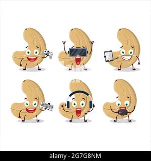 Cashew nuts cartoon character with various angry expressions. Vector ...