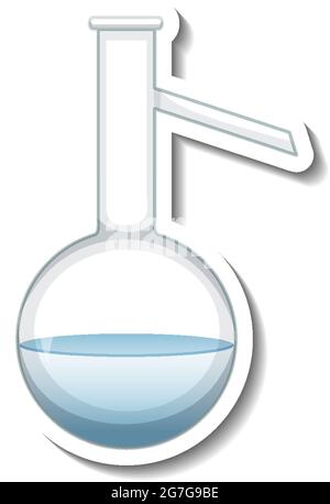 A sticker template with laboratory glassware isolated illustration ...