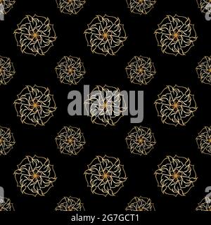 Illustration of gold repeat patterns on a black background Stock Photo ...