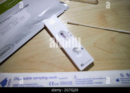 Lateral flow testing kit showing a negative result Stock Photo - Alamy