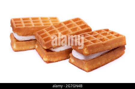 Group of waffles stuffed souffle isolated over white background Stock ...