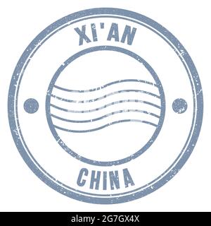 XI'AN - CHINA, words written on red round postal stamp Stock Photo - Alamy