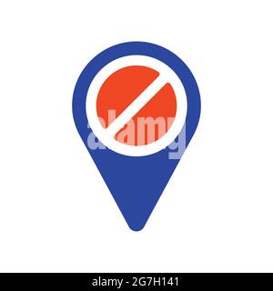 Forbidden pin map glyph icon. Map pointer. Demonstration, manifestation ...