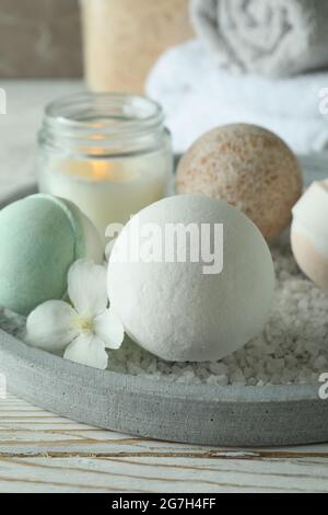 Body care concept with bath balls, close up Stock Photo - Alamy