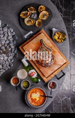 Nice top view shot of a steak Stock Photo - Alamy