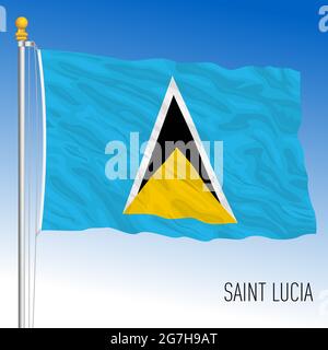 Saint Lucia flag or pennant isolated on white background. Pennant flag ...