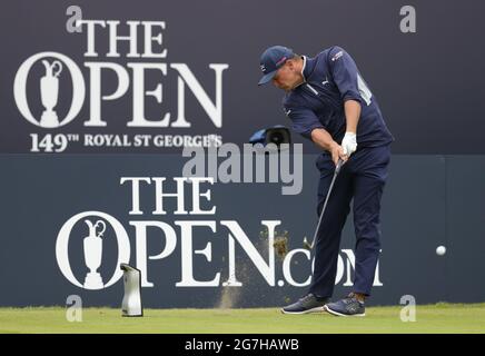 Bryson DeChambeau hits from the 14th tee during the first round of the ...