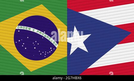 Brazil and Puerto Rico two flags Stock Photo - Alamy
