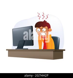 Angry Stressed Man Shouting at Laptop Cartoon Stock Vector Image & Art ...