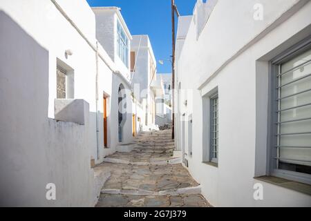 Greece, Sifnos island. Apollonia chora village. Traditional greek ...