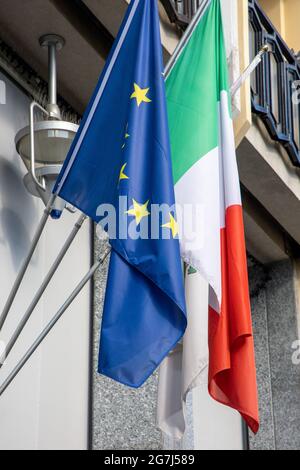 The Flag of The Italian Republic, an EU member, with a Ripple Effect ...