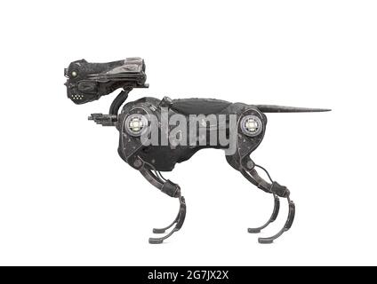cyber watchman dog on side view, 3d illustration Stock Photo - Alamy