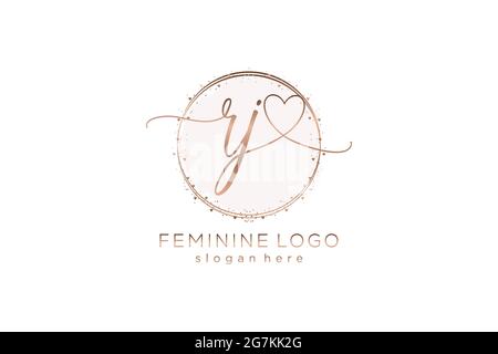 RJ handwriting logo with circle template vector logo of initial ...
