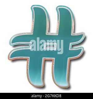 White bold Hash sign isolated on white background with soft shadow, 3d ...