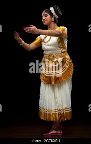 Female hands of professional Indian dancer demonstrates dance mudra ...