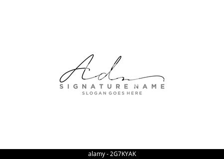 Initial Letter AD Logo - Handwritten Signature Style Logo - Vector Logo ...