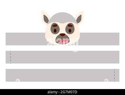 Printable lemur paper crown. Diy cut party ribbon template for birthday ...