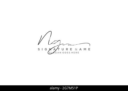 N, G, NG Initial letter handwritten and signature vector image logo ...