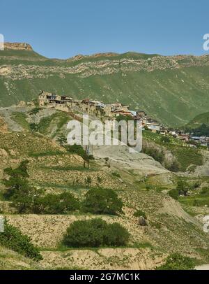 Gamsotl - abandoned mountain village, big mountain formation in the ...