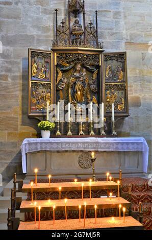 Bamberg Cathedral, a late Romanesque building with four towers Stock ...