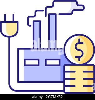 Energy industry RGB color icon. Electricity manufacturing, environment ...