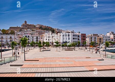 Aerial shot of the city buildings of Ibiza Stock Photo - Alamy
