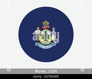 Maine logo. Badge of the US state. Layered circular sign around Maine ...