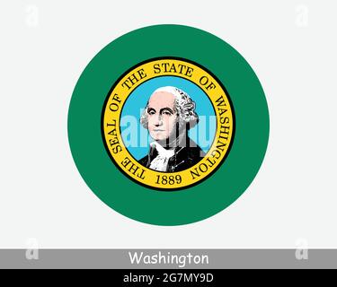 Washington Badge. Round logo of us state with triangular mesh map and ...