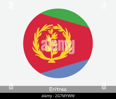 Flag of Eritrea round icon, badge or button. Eritrean national symbol. Template design, vector ...