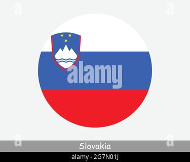 Slovenia flag - circle vector flag isolated on checkerboard transparent ...