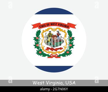 West Virginia logo. Badge of the US state. Layered circular sign around ...