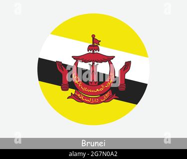 Brunei Round Country Flag. Circular Bruneian National Flag. Brunei ...