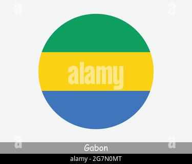 Gabon Round Country Flag. Circular Gabonese National Flag. Gabonese ...