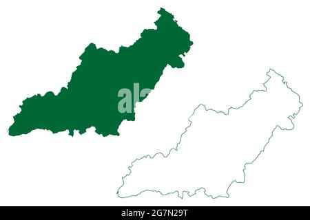 Simple outline map of Rajasthan is a state of India. Stylized minimal line design Stock Vector ...