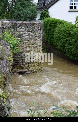 Huge flood of the Elz river in Monreal, Eifel on July 15th 2021 Stock ...