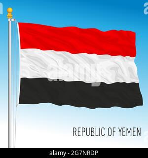 Vector illustration. Official symbol of Yemen; National flag with red ...