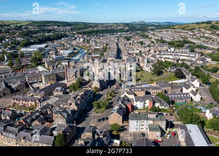 Aerial view of Hawick town centre, Scottish Borders, Scotland, UK Stock ...