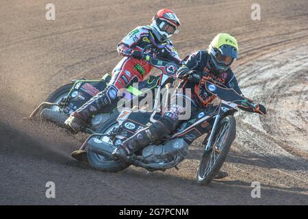 MANCHESTER, UK. JULY 15TH Charles Wright (Blue) leads Steve Worrall ...