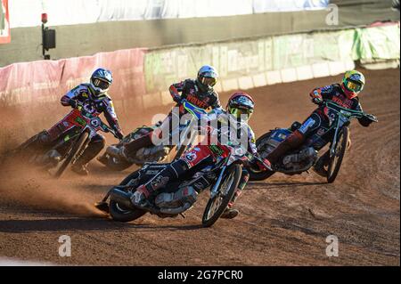 MANCHESTER, UK. JULY 15TH Charles Wright (Blue) inside Rory Schlein ...