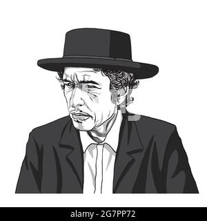 Bob Dylan Caricature Portrait Hand Drawing Vector Illustration Stock ...