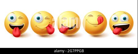 Emojis smiley hungry vector set. Emoji avatar character face in hungry ...