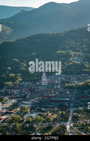 Aerial view of the Wutai Mountain at dusk, Shanxi Province, China Stock ...