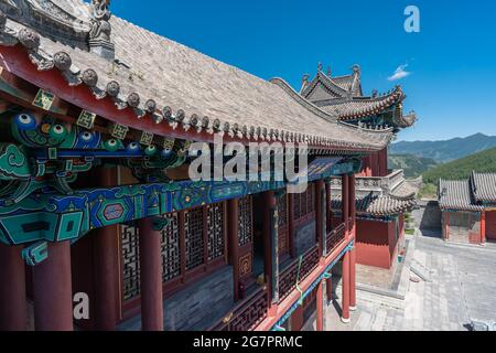Zhulin Temple in Wutai Mountain at dusk, Shanxi Province, China Stock ...