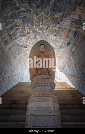 Zhulin Temple in Wutai Mountain at dusk, Shanxi Province, China Stock ...