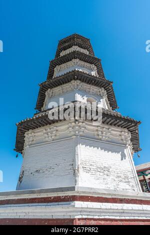 Zhulin Temple in Wutai Mountain at dusk, Shanxi Province, China Stock ...