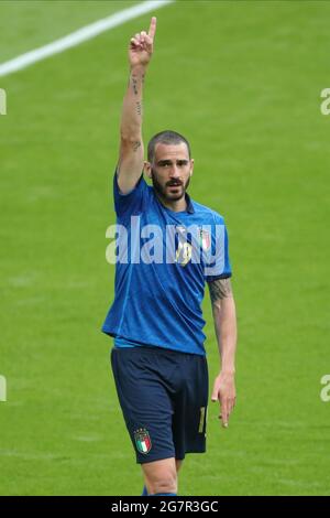 London, England. 06/07/2021, Leonardo Bonucci (Italy)Dani Olmo (Spain ...