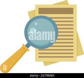 Paper under magnifier icon. Flat illustration of paper under magnifier ...