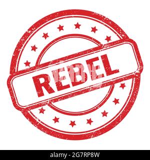 REBEL text on red grungy rectangle stamp sign Stock Photo - Alamy